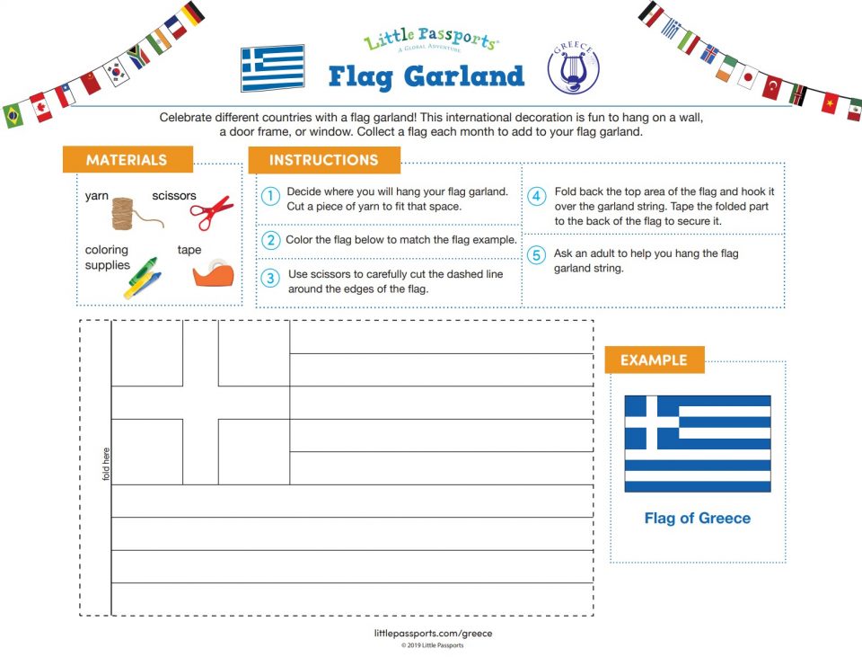 Greece Flag Garland Craft - Little Passports