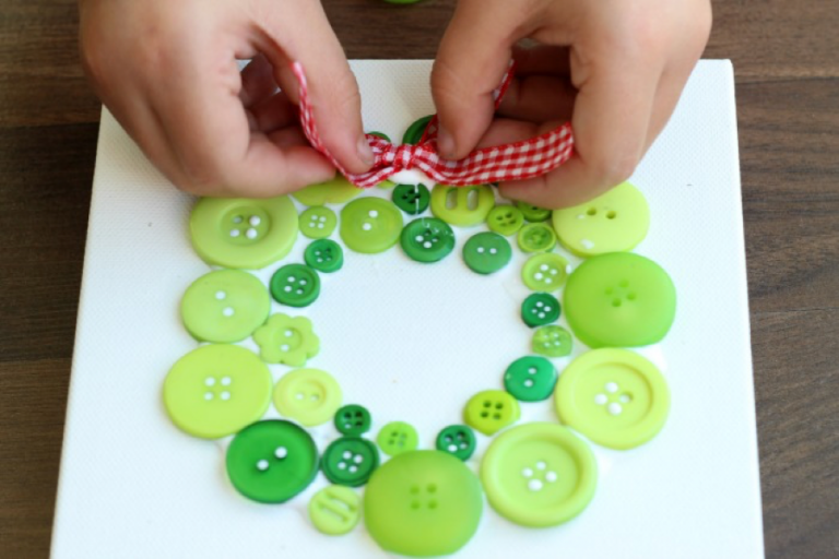 DIY Evergreen Button Wreath Craft - Little Passports